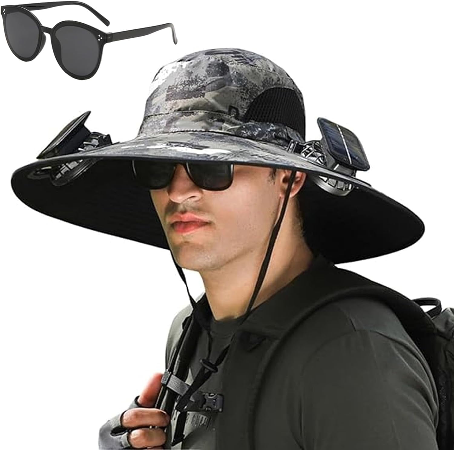 2025 New Ultralight Solar Fan Sun Hat, Wide Brim Solar Fan Hat USB ...