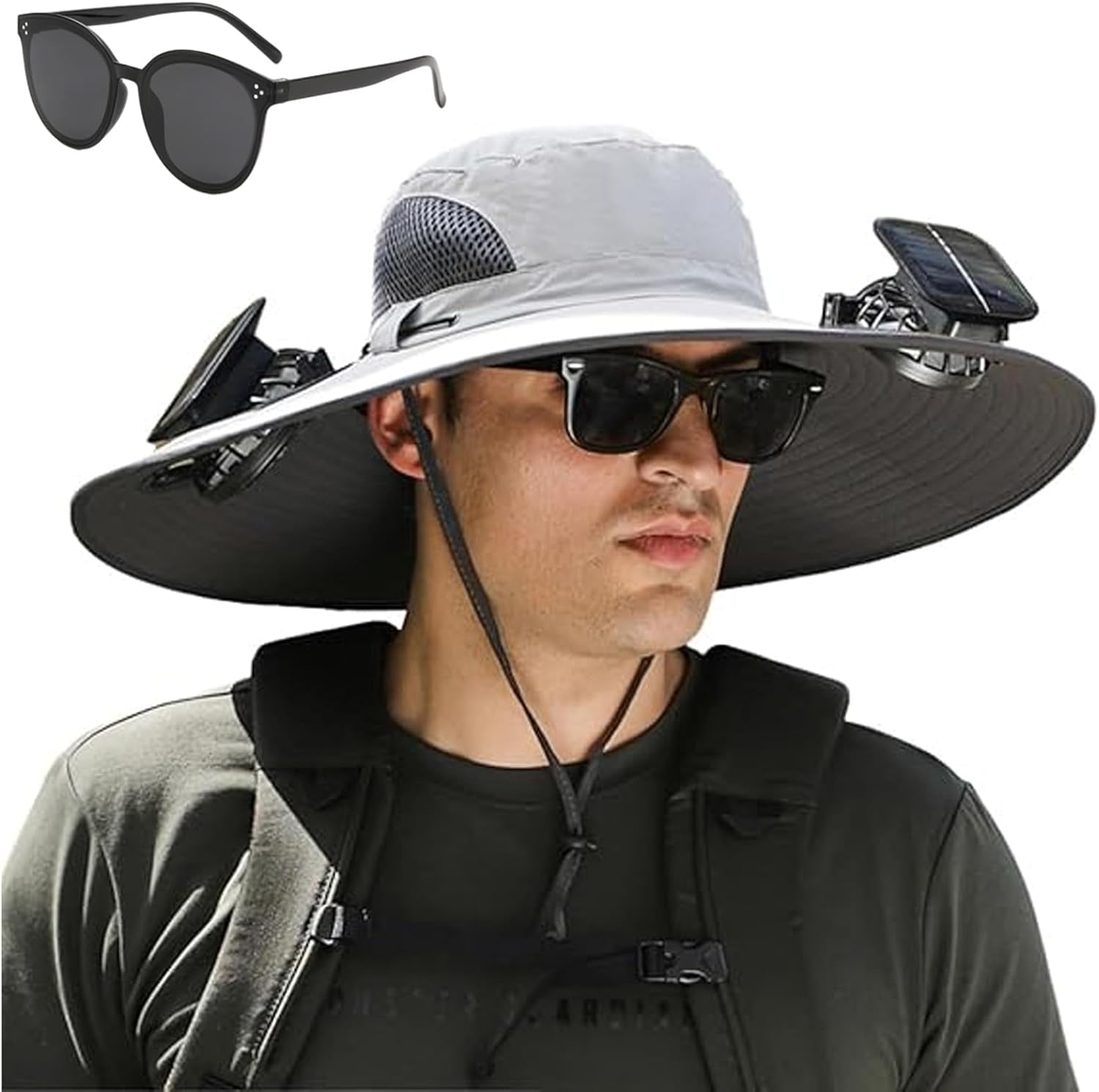 2025 New Ultralight Solar Fan Sun Hat, Wide Brim Solar Fan Hat USB ...