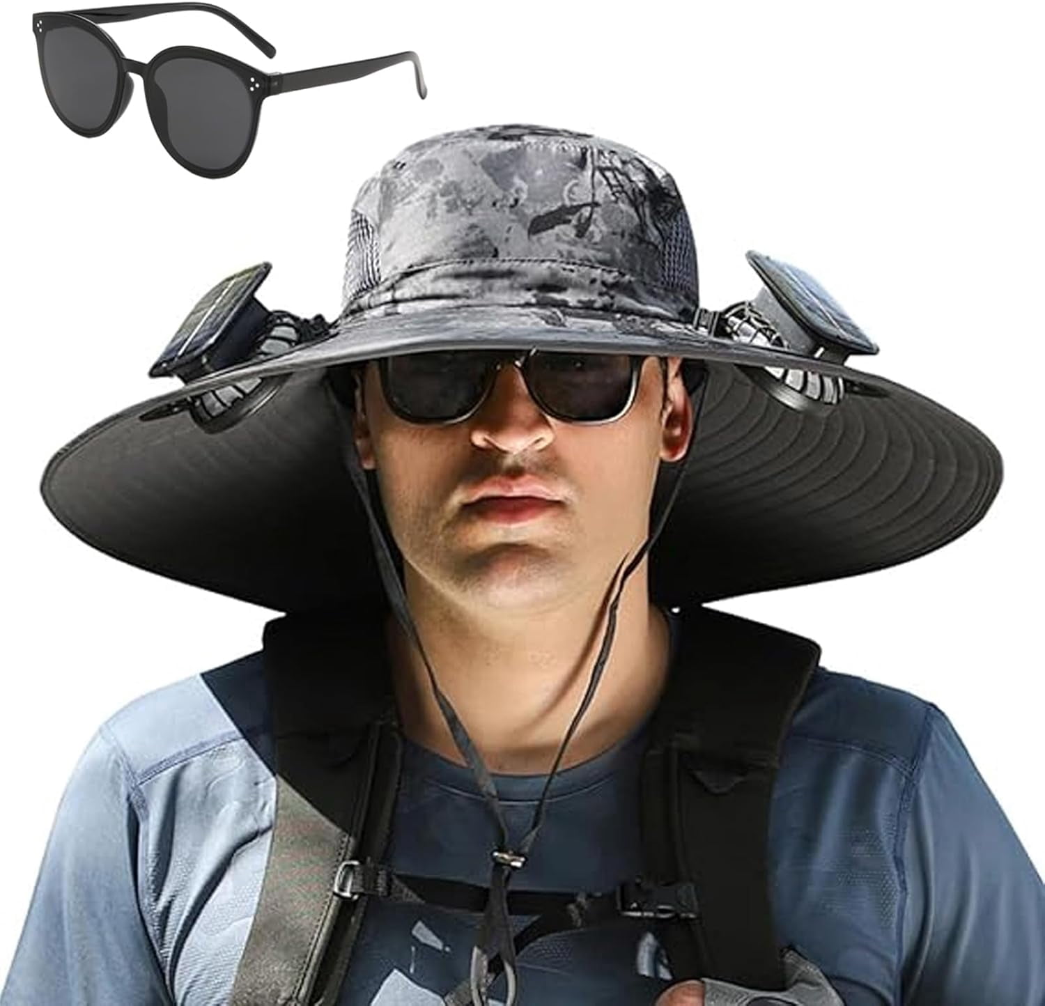 2025 New Ultralight Solar Fan Sun Hat, Wide Brim Solar Fan Hat USB ...