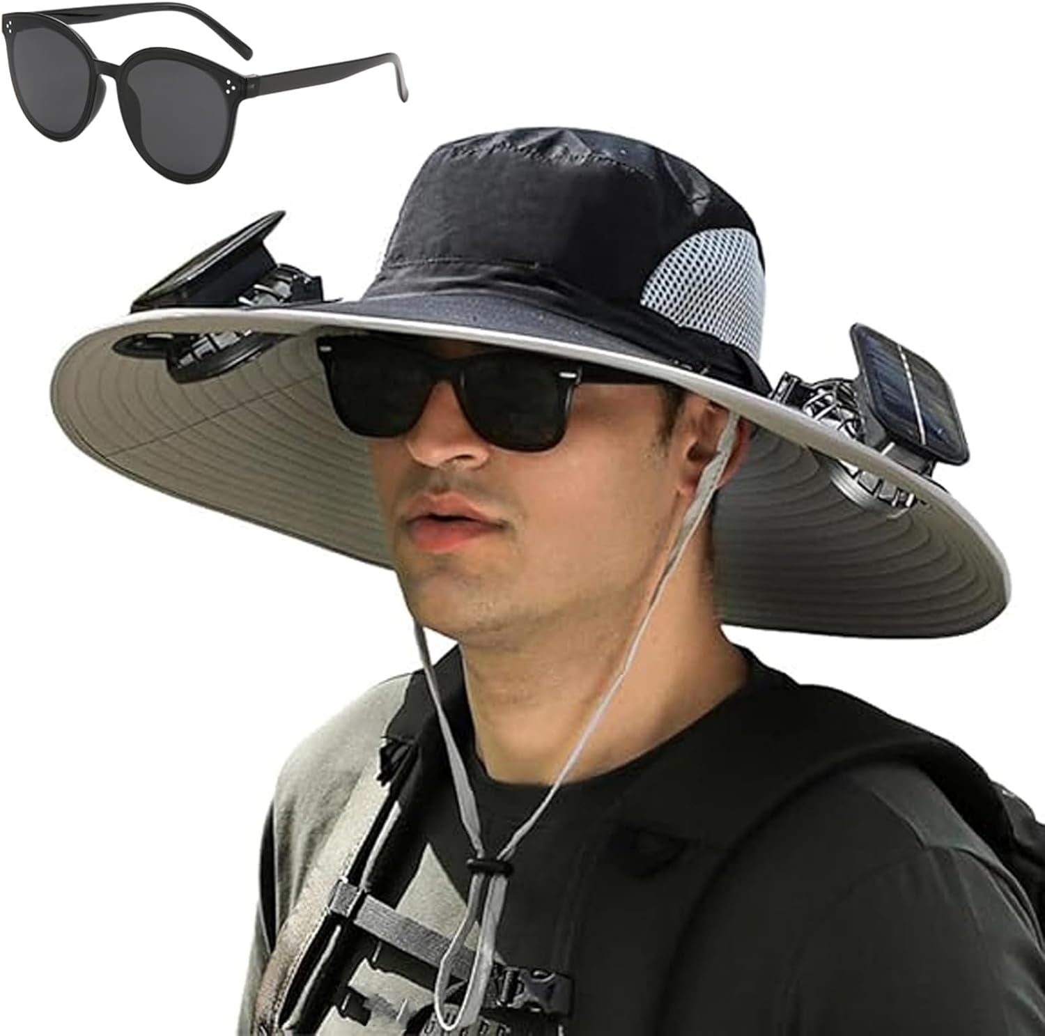 2025 New Ultralight Solar Fan Sun Hat, Wide Brim Solar Fan Hat USB ...