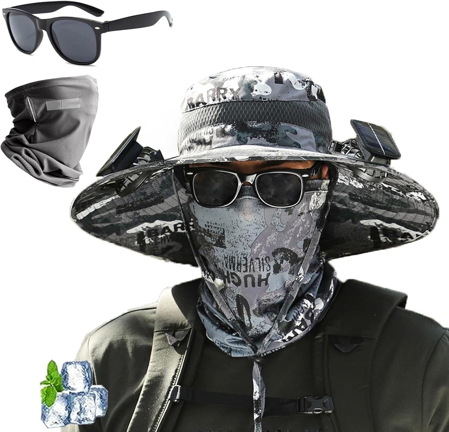 2025 New Ultralight Solar Fan Sun Hat with Two Fans Solar Power,Wide ...