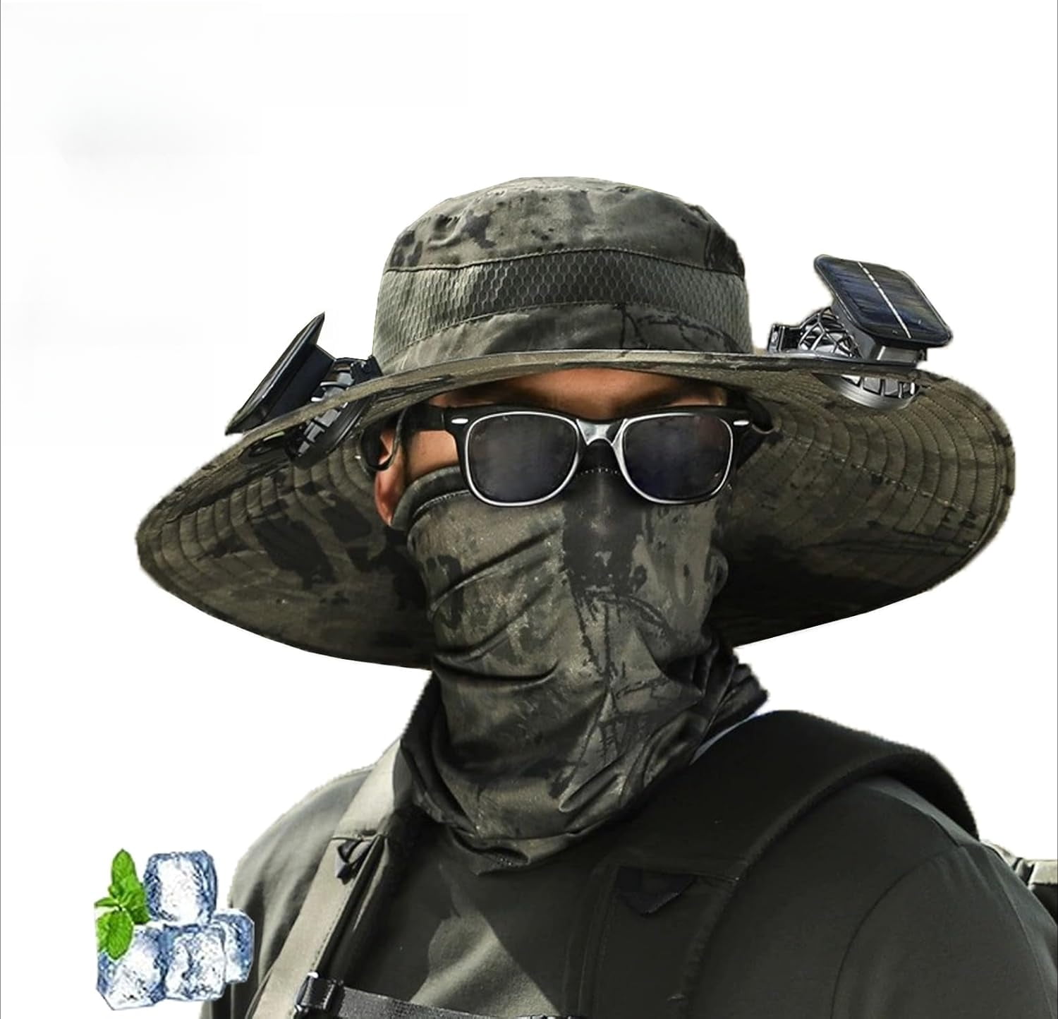 2025 New Ultralight Solar Fan Sun Hat with Two Fans Solar Power,Wide ...