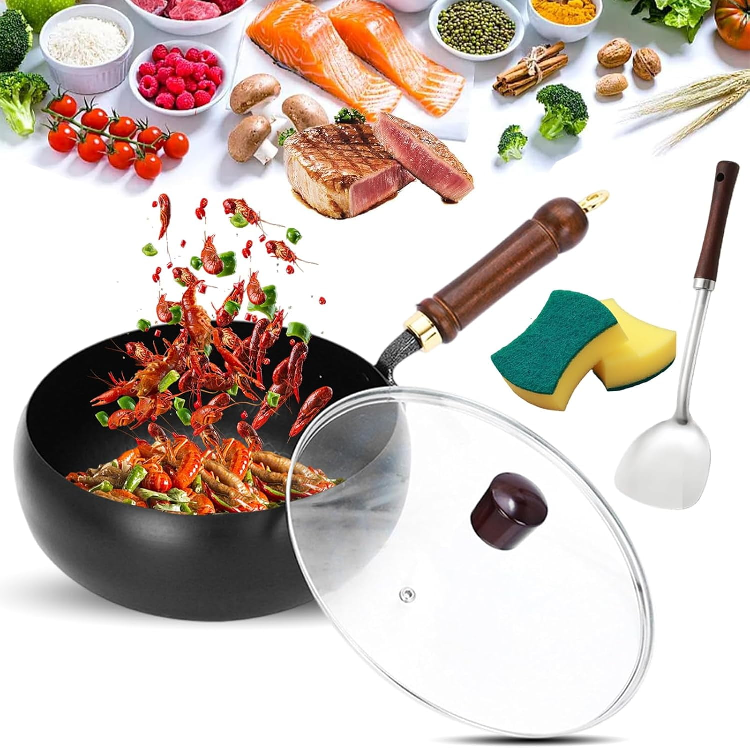 2025 New Uncoated Iron Pan, 8/10/12 IN Japanese Hand-Forged Non-Stick ...