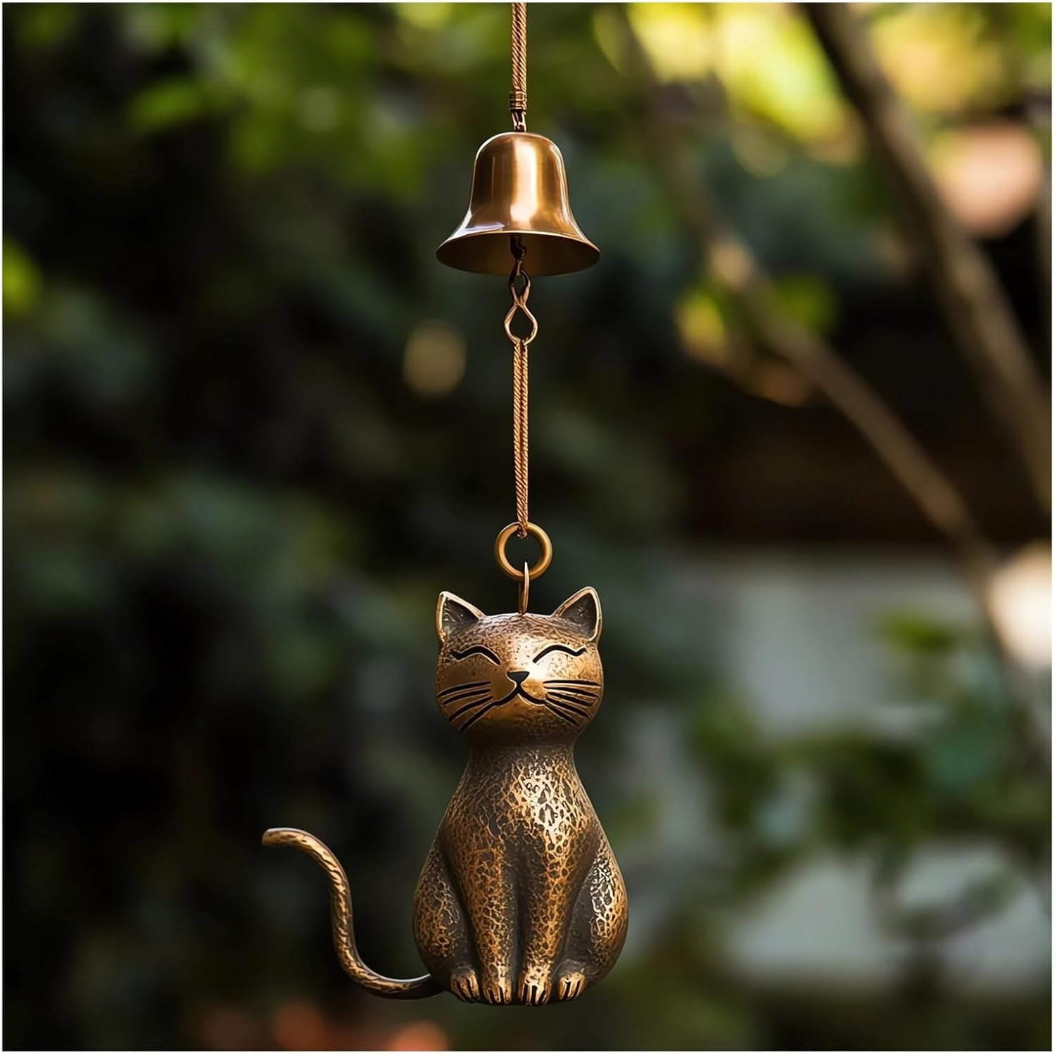 2025 New Unique Cat Wind Chime, 7.8" Cat Garden Decor Cat Statue Themed ...
