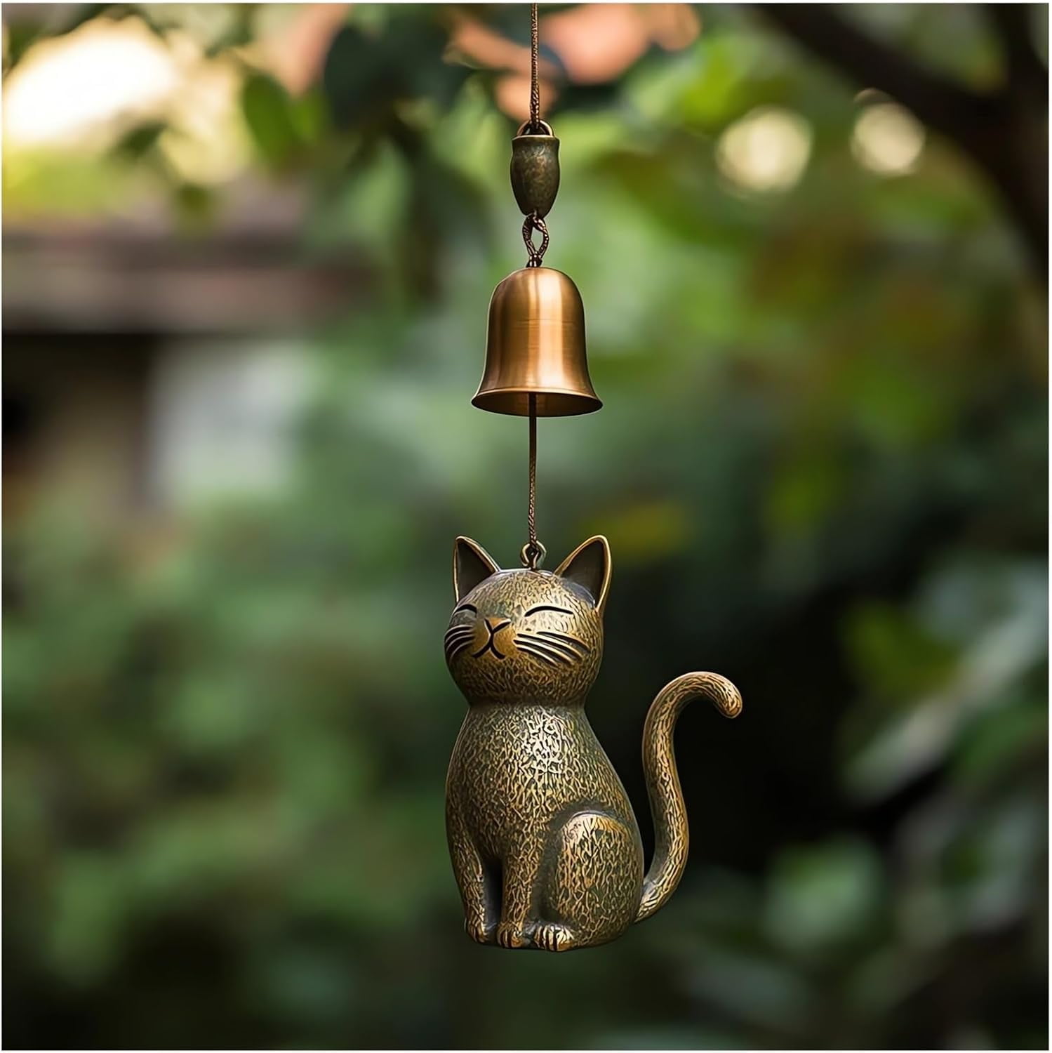 2025 New Unique Cat Wind Chime, 7.8" Cat Garden Decor Cat Statue Themed ...