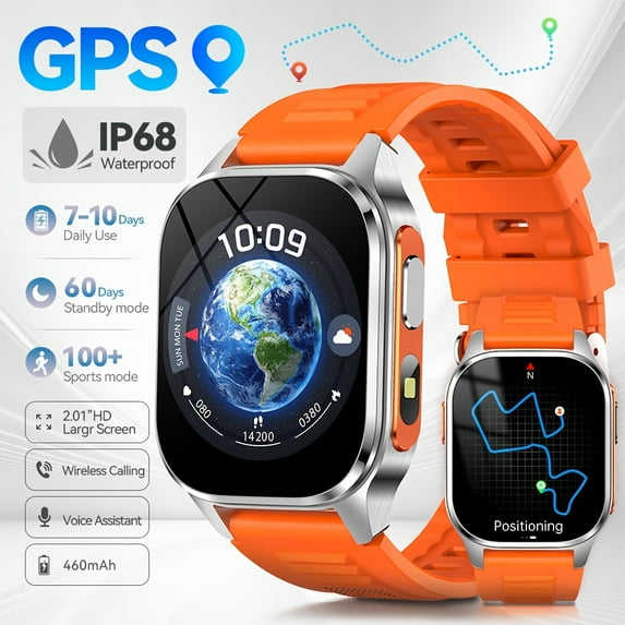 2025 New Unisex Smartwatch, Built-in GPS & Compass, One-Touch Wireless ...