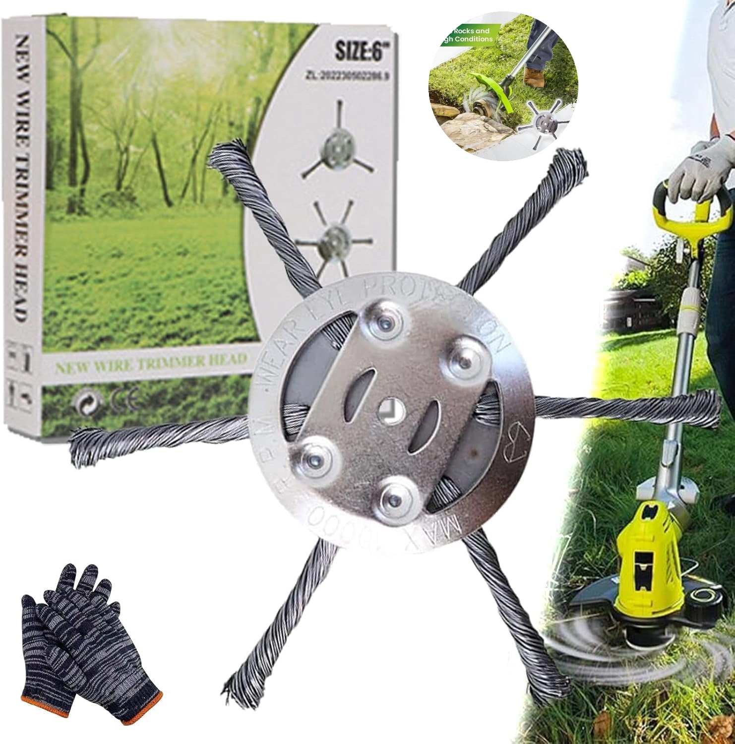 2025 New Universal Steel Wire Grass Trimmer Head, 6 Size Universal ...