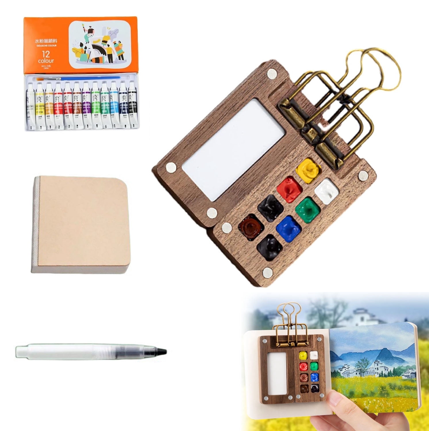 2025 New Upgrade Bloommalls Watercolor, Mini Paint Palette Travel Kit ...