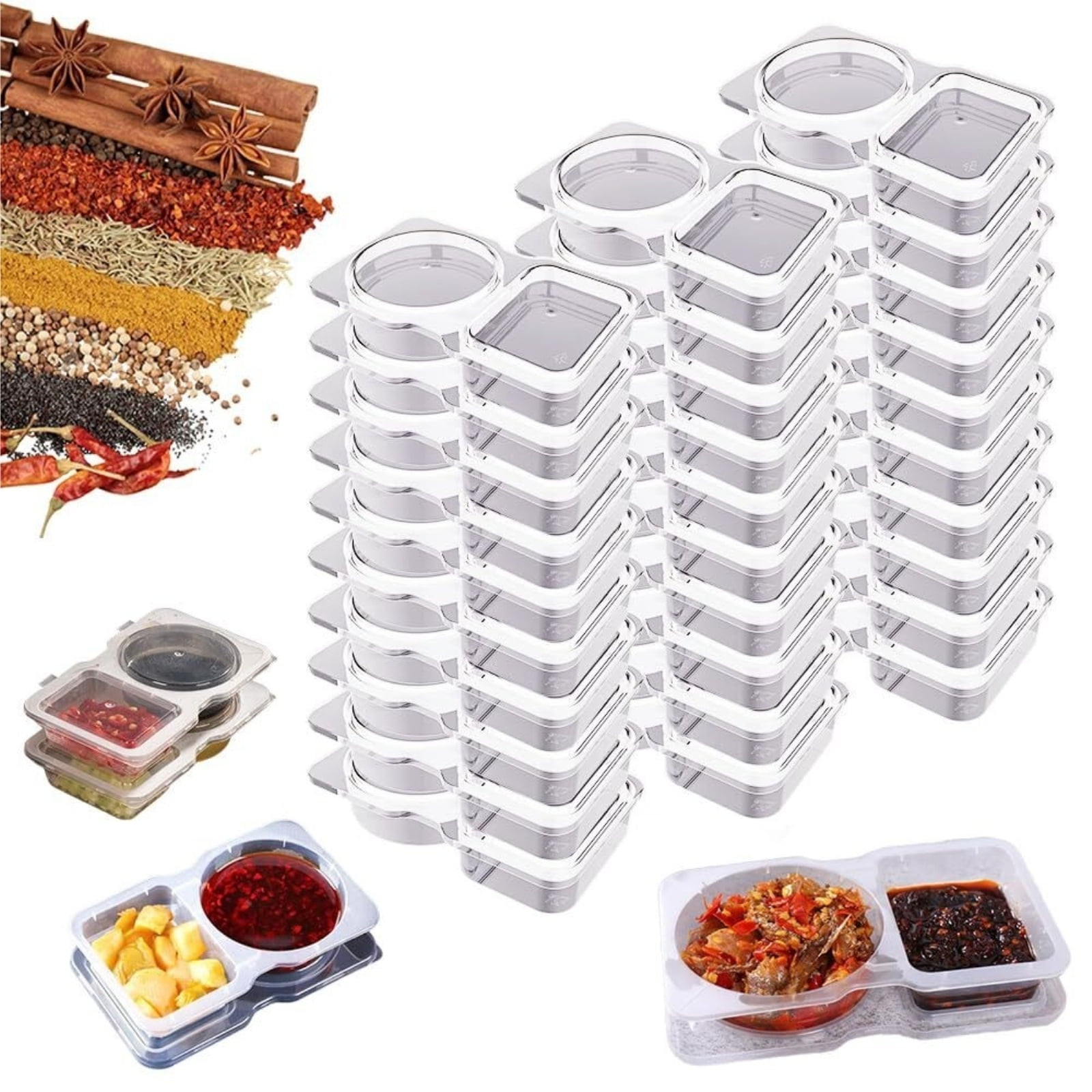 2025 New Upgrade Double Compartment Condiment Containers with Lids ...