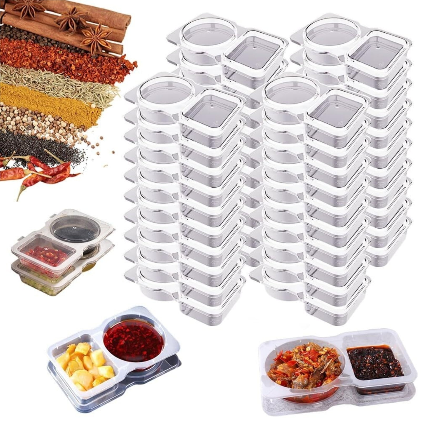 2025 New Upgrade Double Compartment Condiment Containers with Lids ...