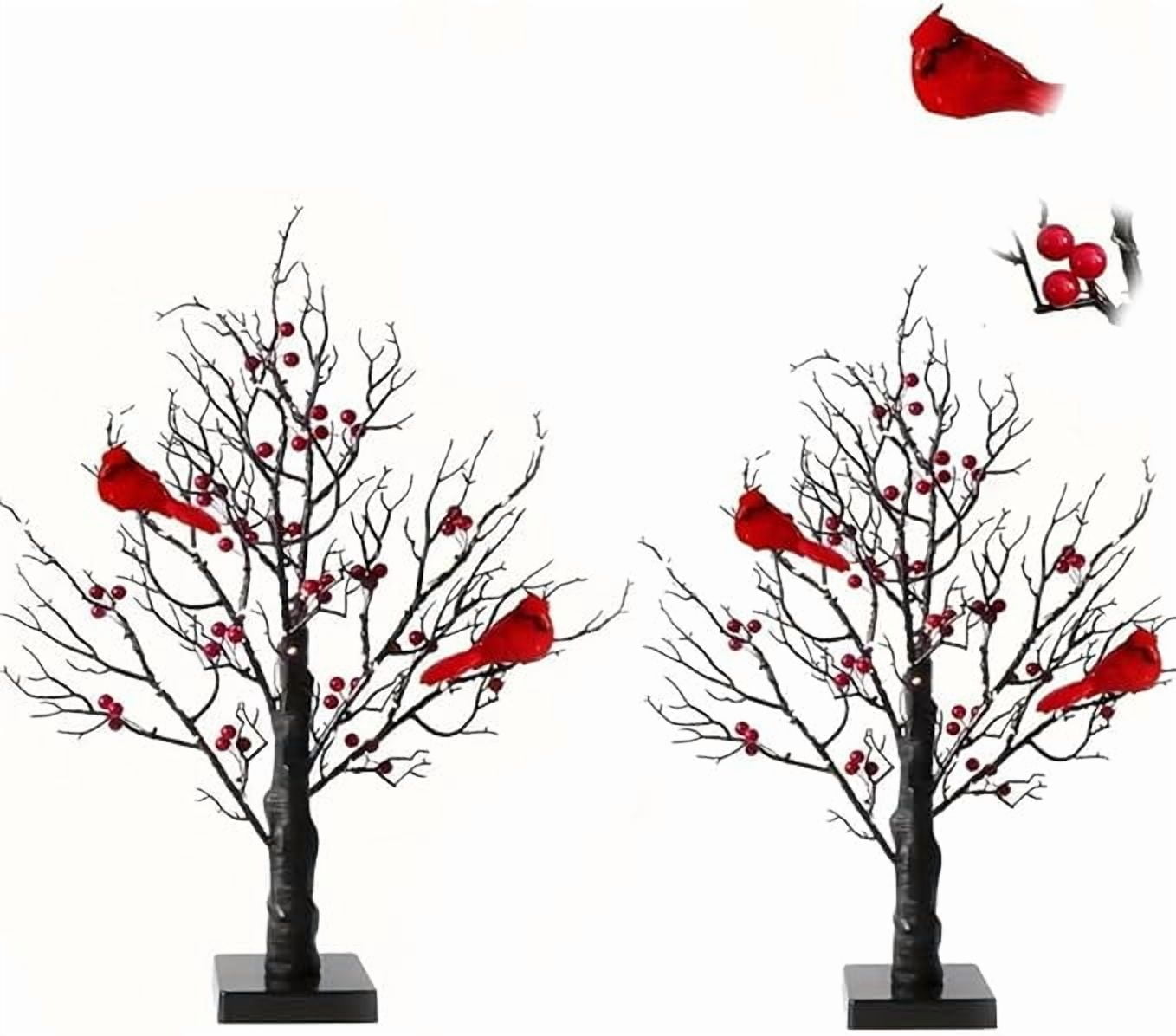 2025 New Vintage Glowing Tree with Cardinals, 21 Inch Led Vintage ...