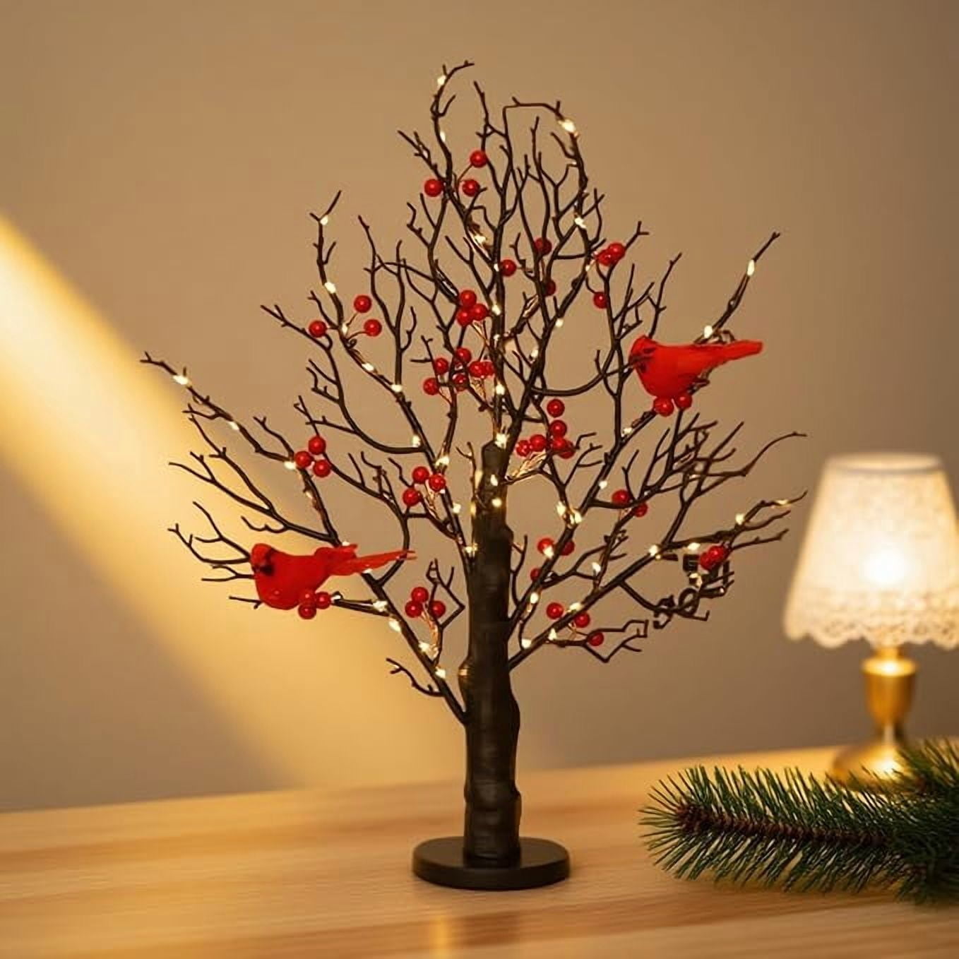 2025 New Vintage Glowing Tree with Cardinals, 21 Inch Led Vintage ...