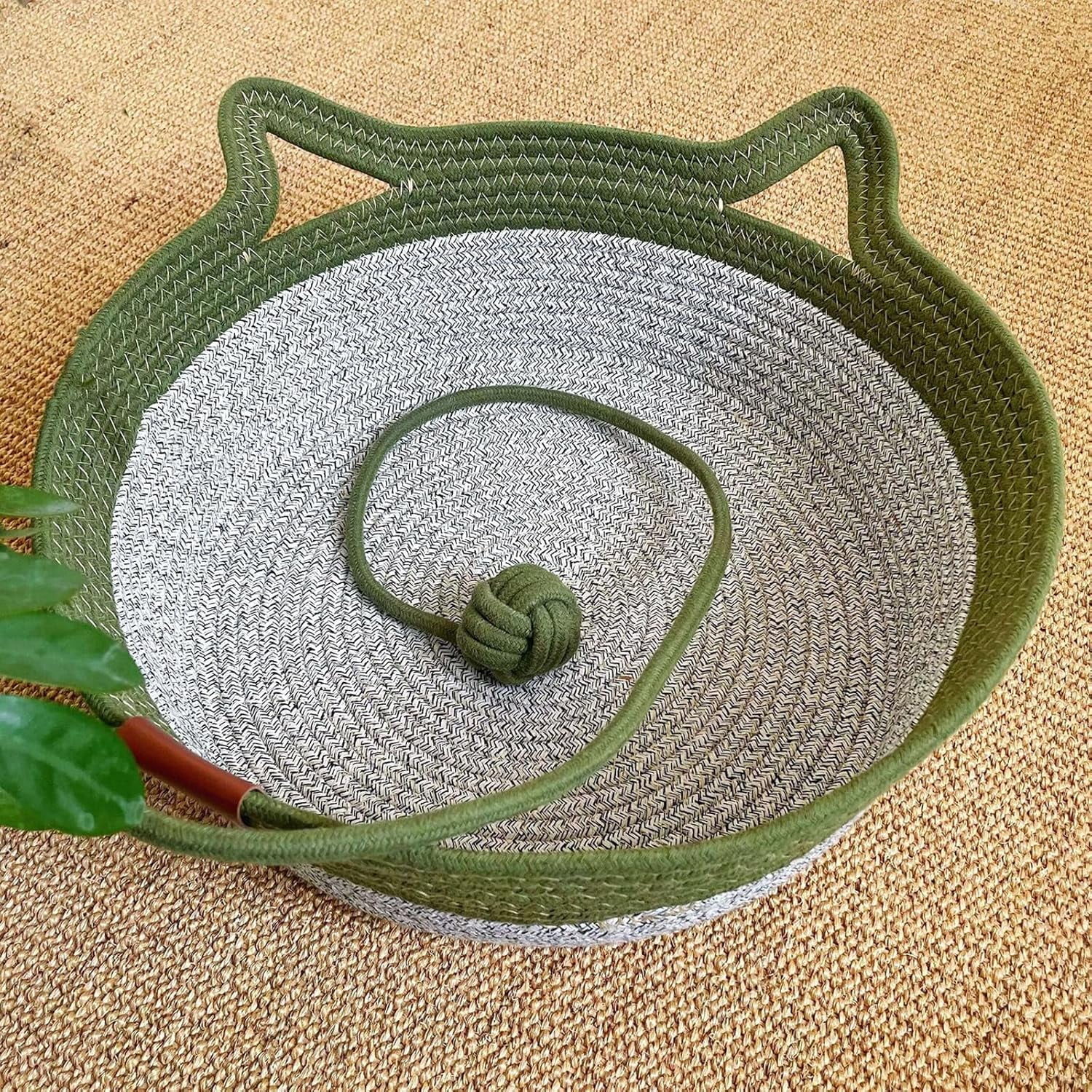 2025 New Virelapets Woven Rope Cat Basket, 15 Styles Hand Woven Cats ...