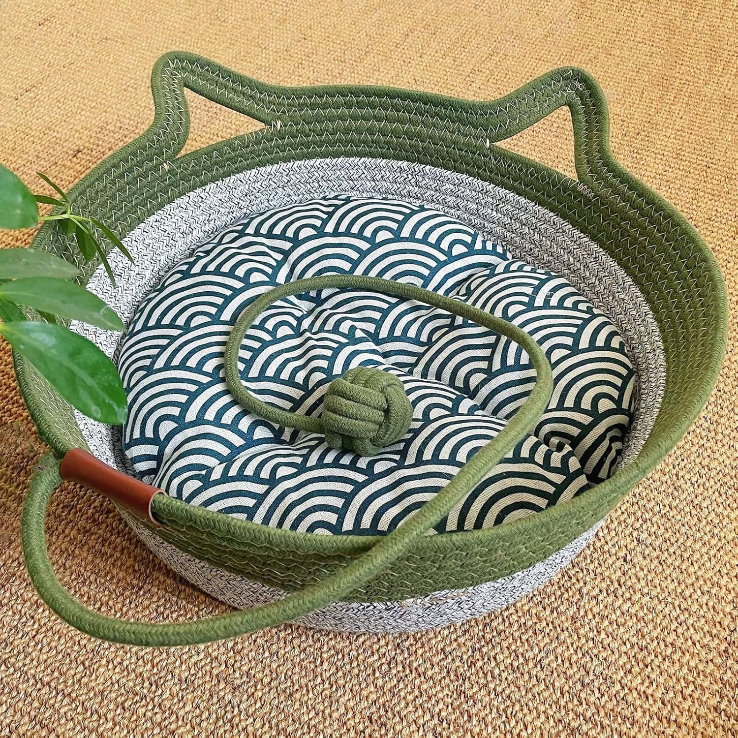 2025 New Virelapets Woven Rope Cat Basket, 15 Styles Hand Woven Cats ...