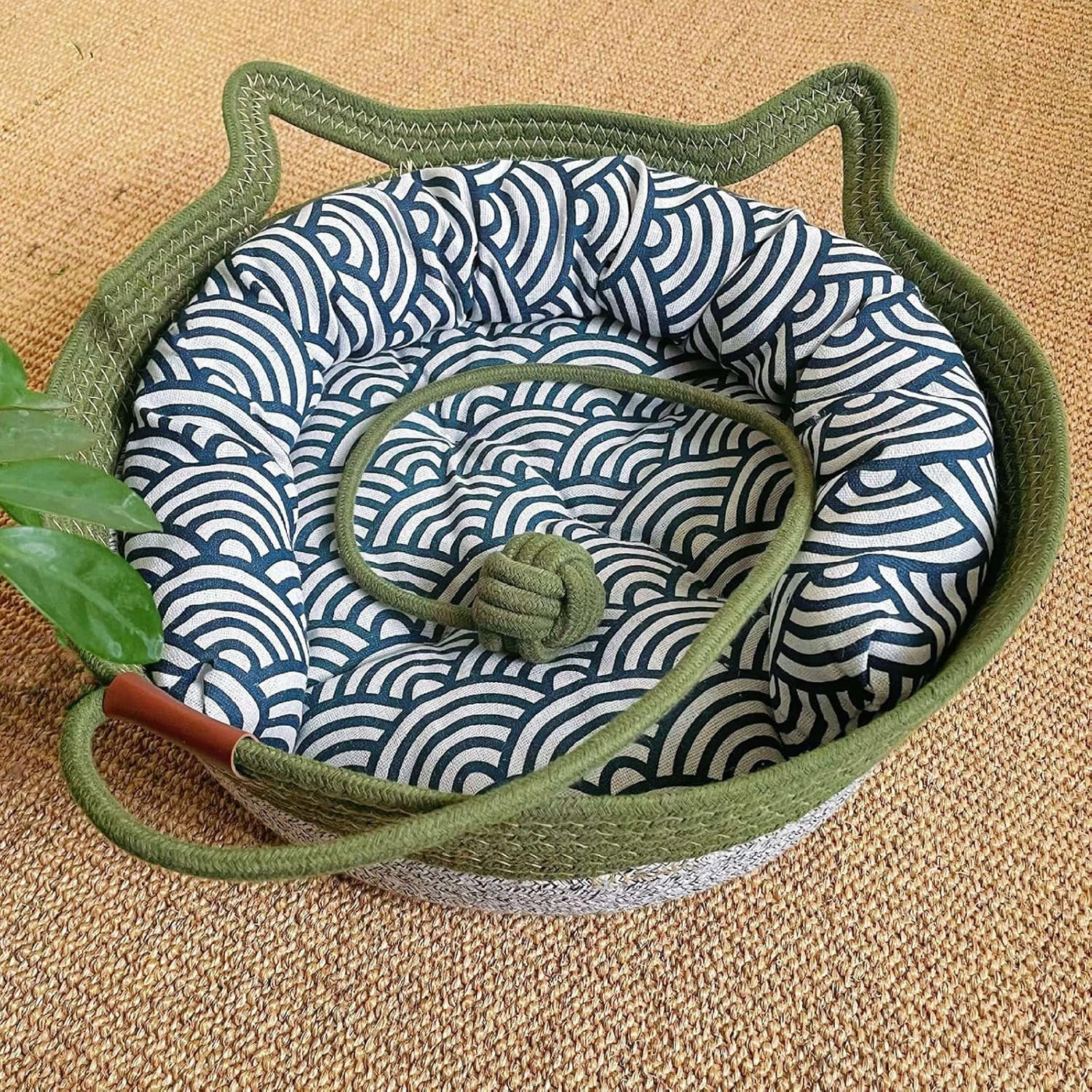 2025 New Virelapets Woven Rope Cat Basket, 15 Styles Hand Woven Cats ...