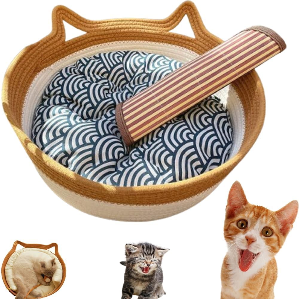 2025 New Virelapets Woven Rope Cat Basket,Natural Cotton Rope Cats ...