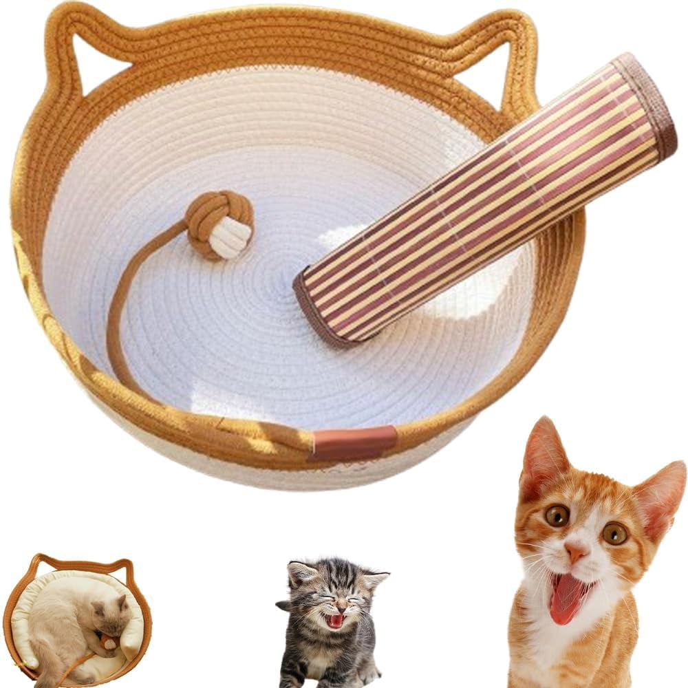 2025 New Virelapets Woven Rope Cat Basket,Natural Cotton Rope Cats ...