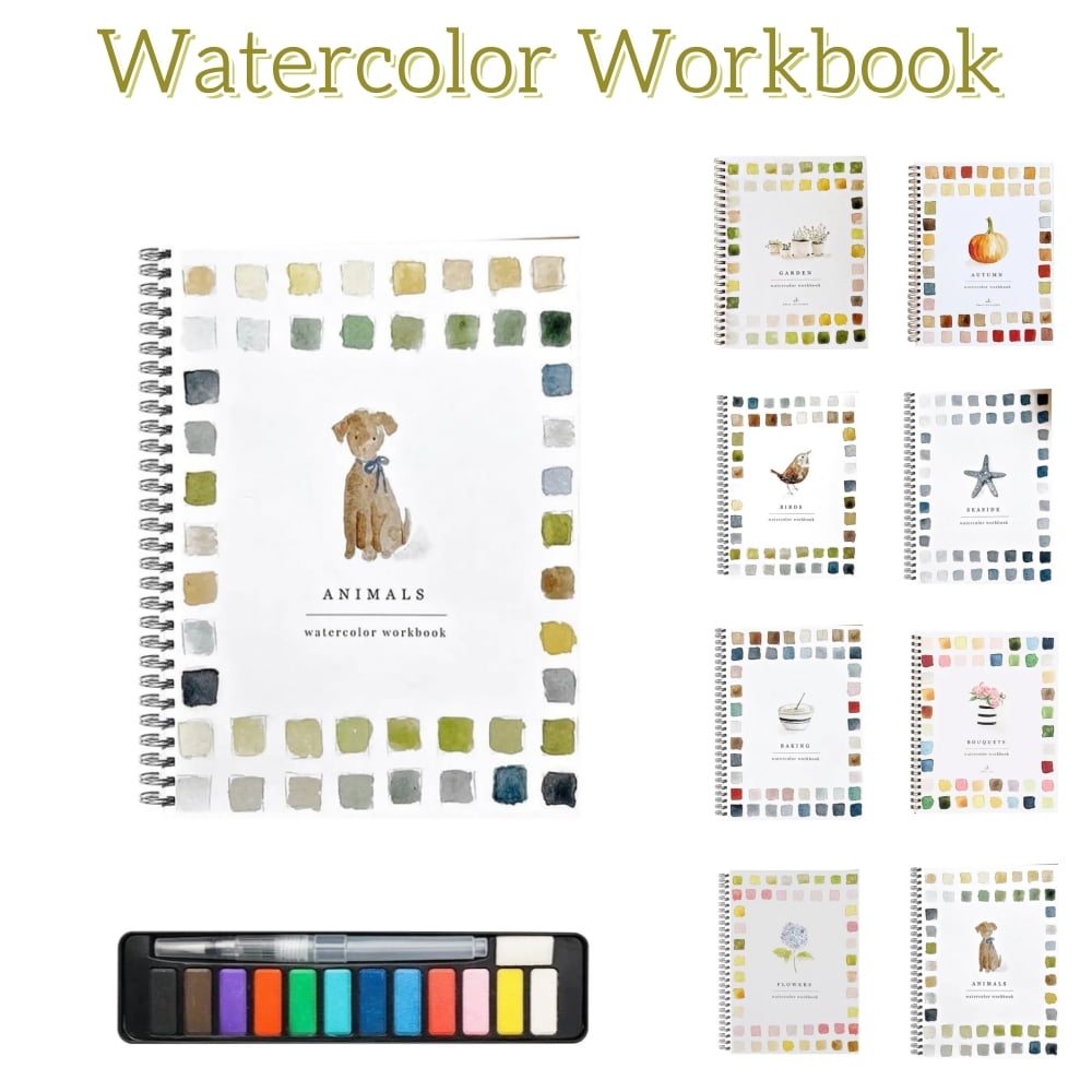 2025 New Watercolor Workbook,Beginner-Friendly Animals Watercolor ...