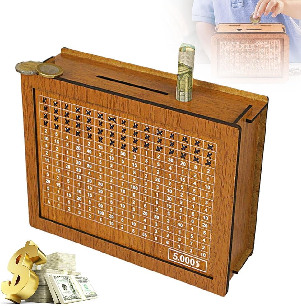 2025 New Wooden Money Saving Challenge Box with 8 Targets$ 500-$10k ...
