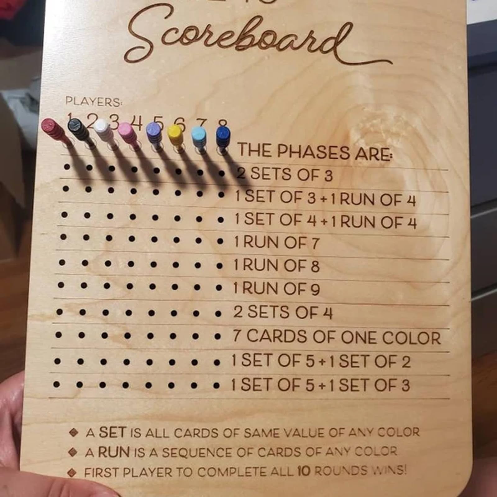 2025 New Wooden Phase 10 Scoreboard Fun Table Board Card Game ...