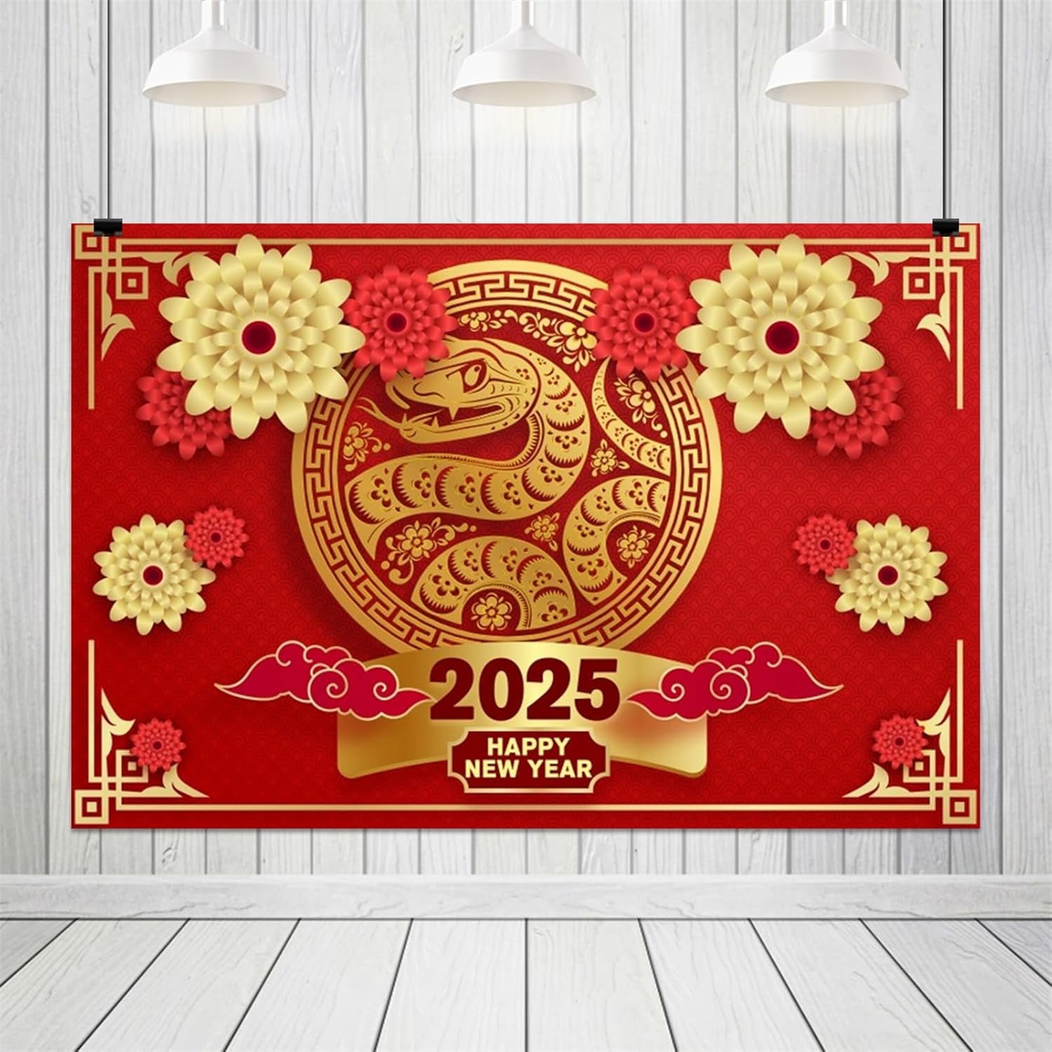 2025 New Year Backdrop Black Gold New Year Party Backdrop Happy New ...