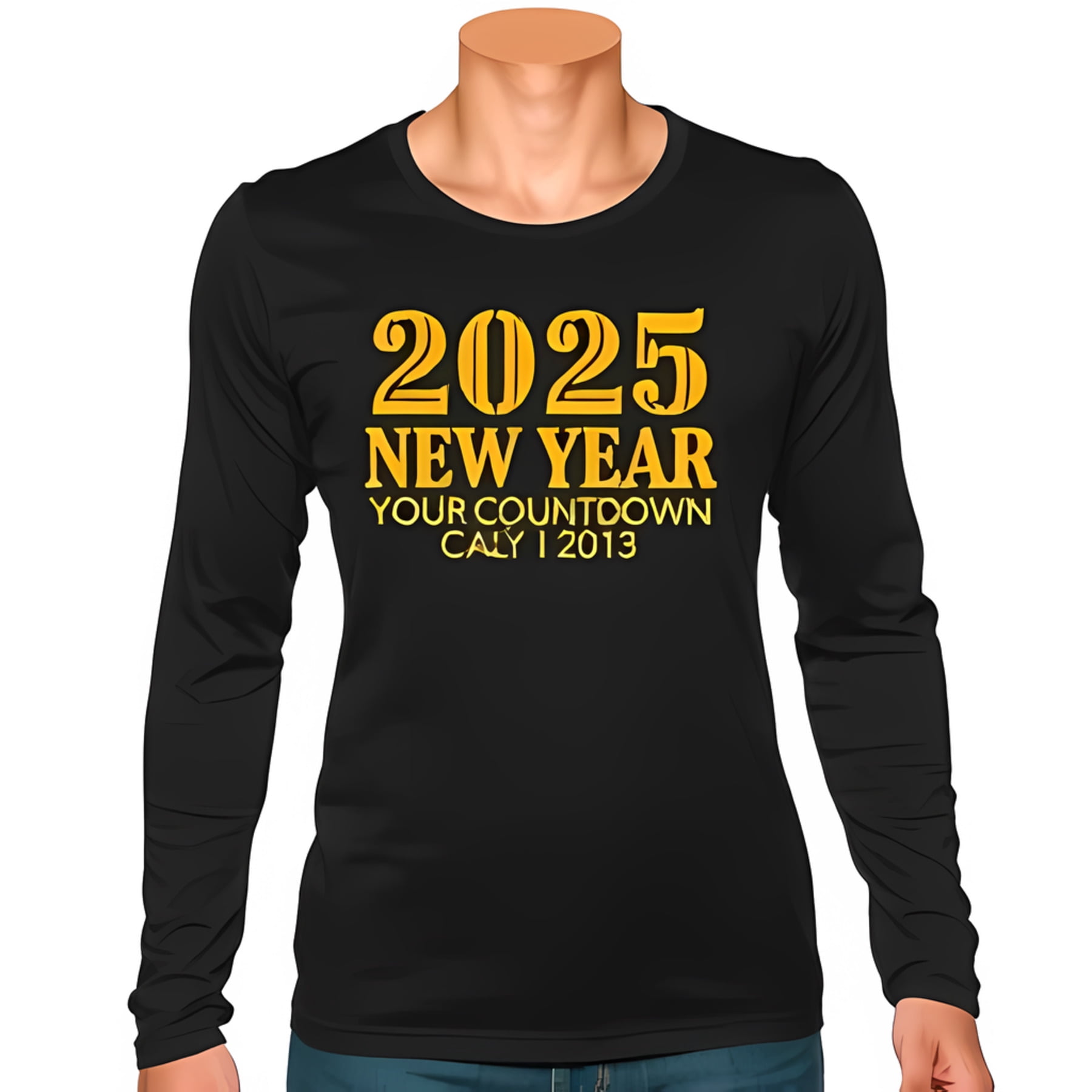 2025 New Year Countdown Long Sleeve T-Shirt for Men - Personalized ...
