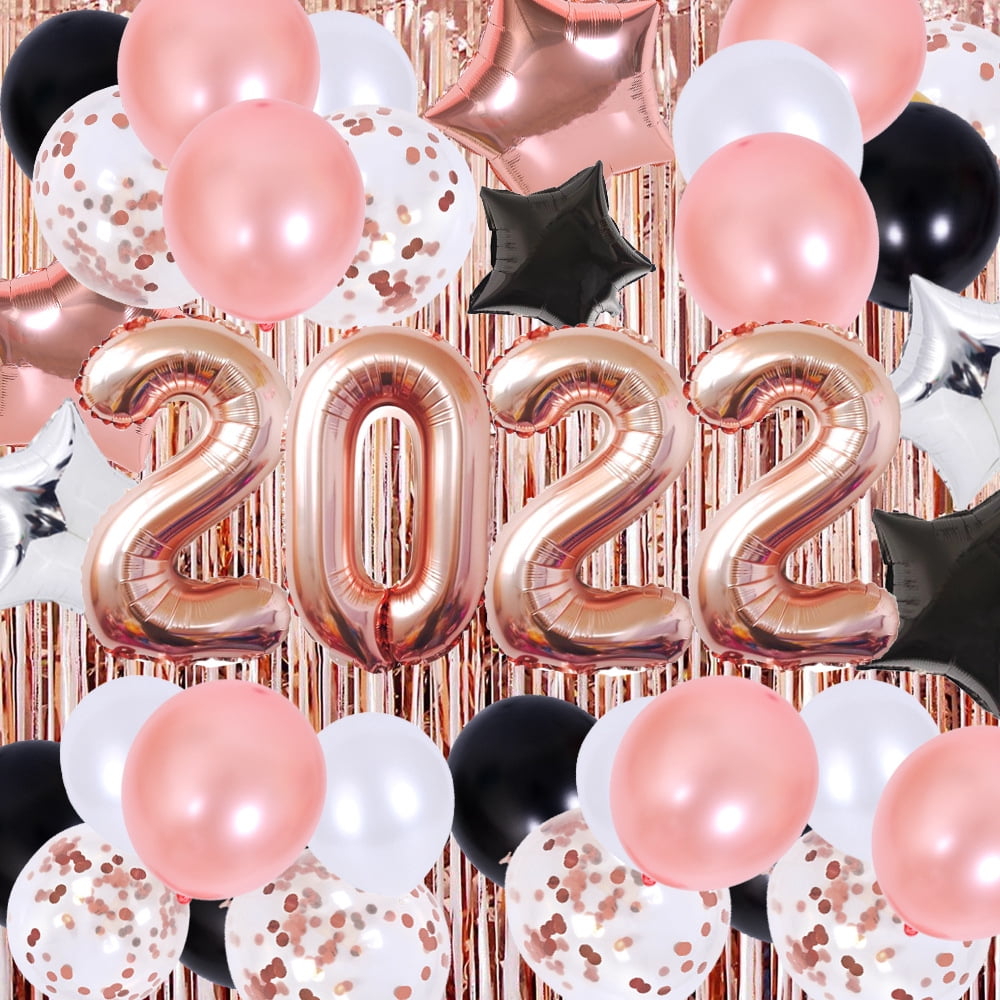 2025 New Year themed balloon set HAPPY NEWYEAR gold and black Happy New ...
