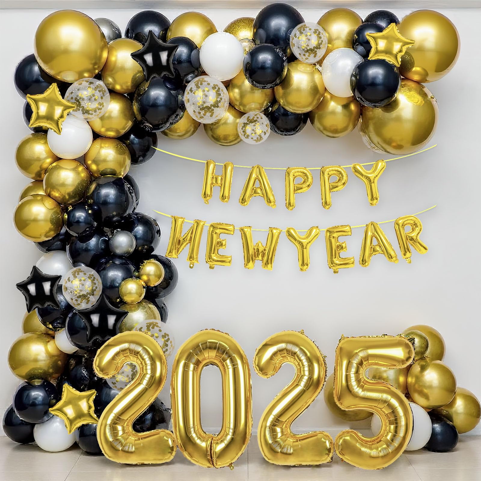 2025 New Years Balloon Arch Garland Kit, 2025 New Years Eve Party ...