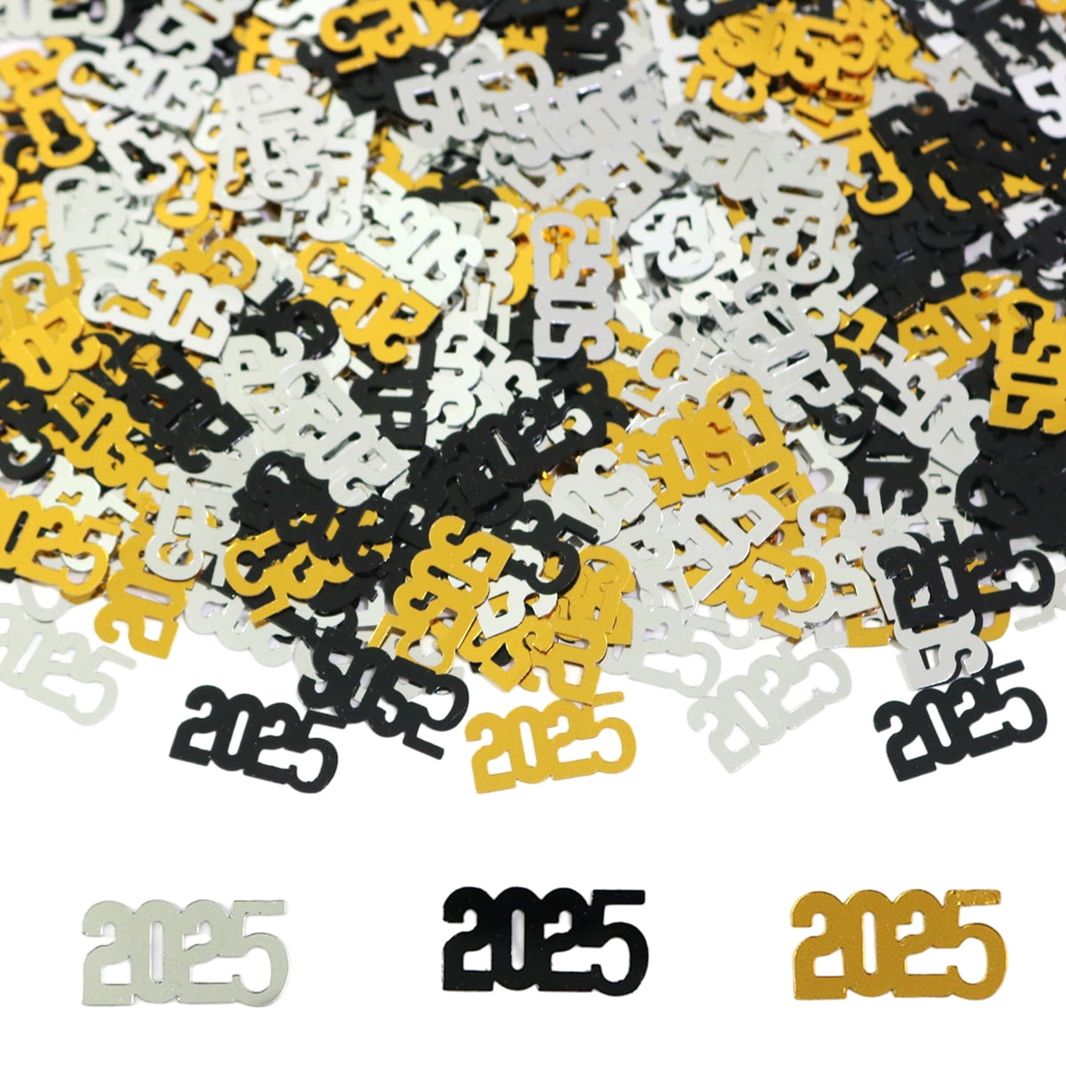 2025 New Years Confetti, New Year Eve Party Confetti Black Gold Silver ...