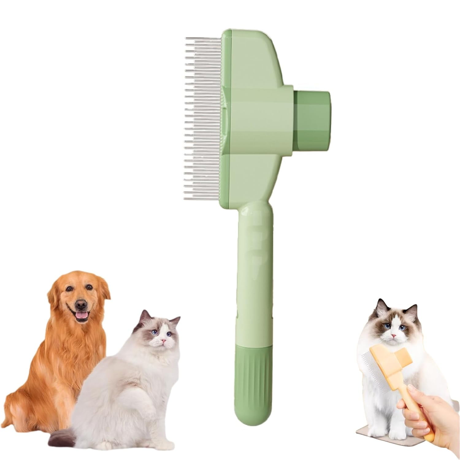 2025 New Zenbrush Cat Comb, Self-Cleaning Pet Flea Comb Grooming Brush ...