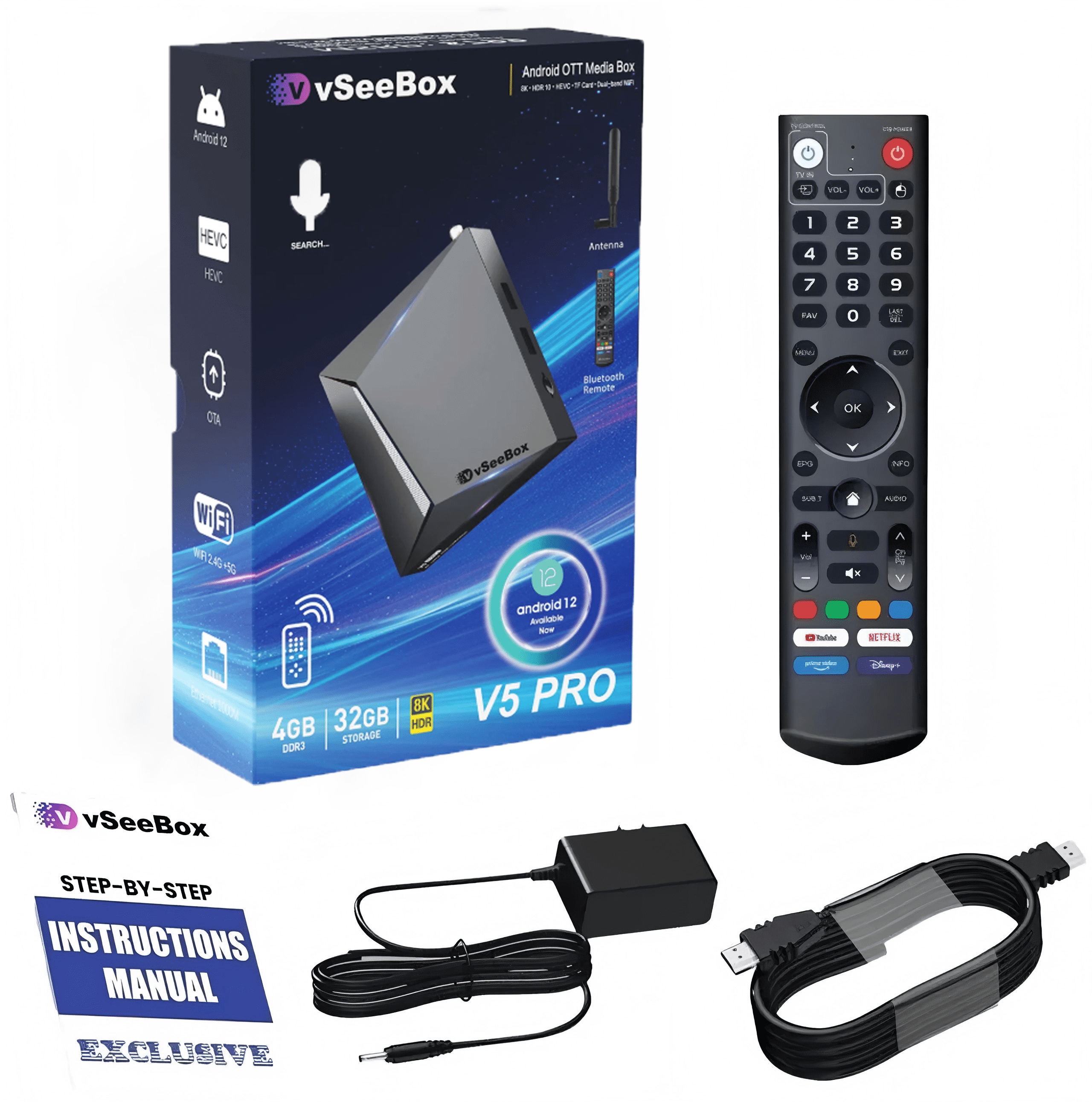 2025 New vSeeBox V5 Pro Android TV Box - 4GB+32GB 6K@60fps HD Decoding ...