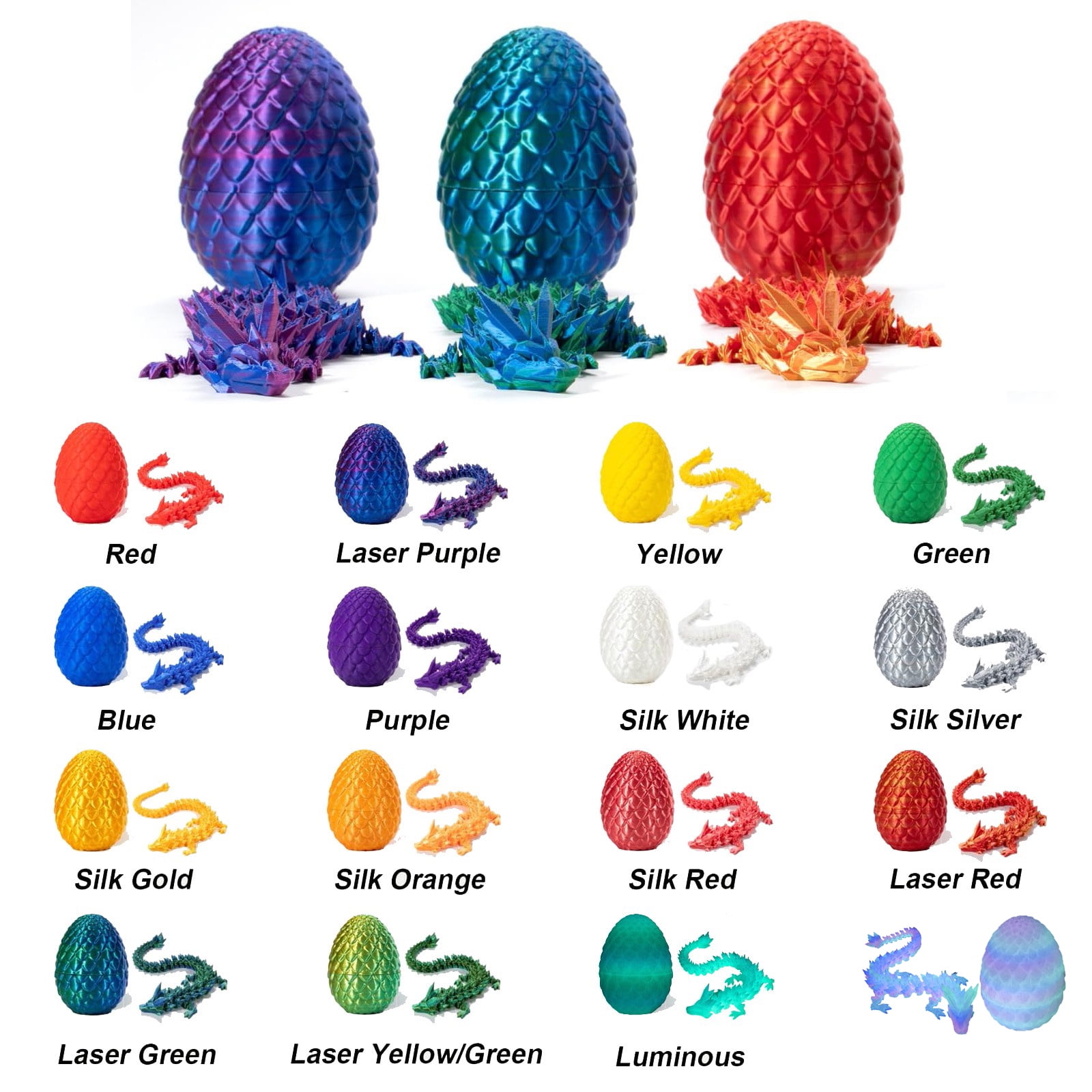 2025 Newest 3D Printed Dragon Eggs with Dragon Inside, Mini Mystery ...