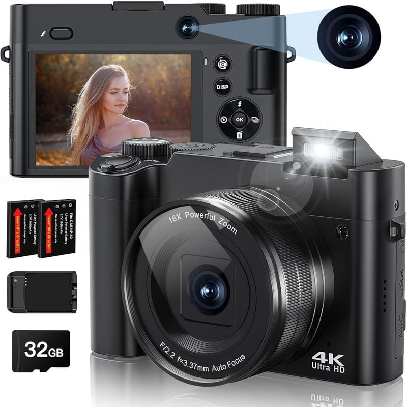 2025 Newest 4K Digital Camera with 180° Flip Screen - Portable Vlogging ...
