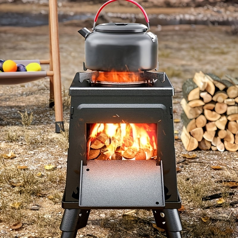 2025 Newest Smokeless Portable Wood Stove Black Outdoor Camping Folding ...