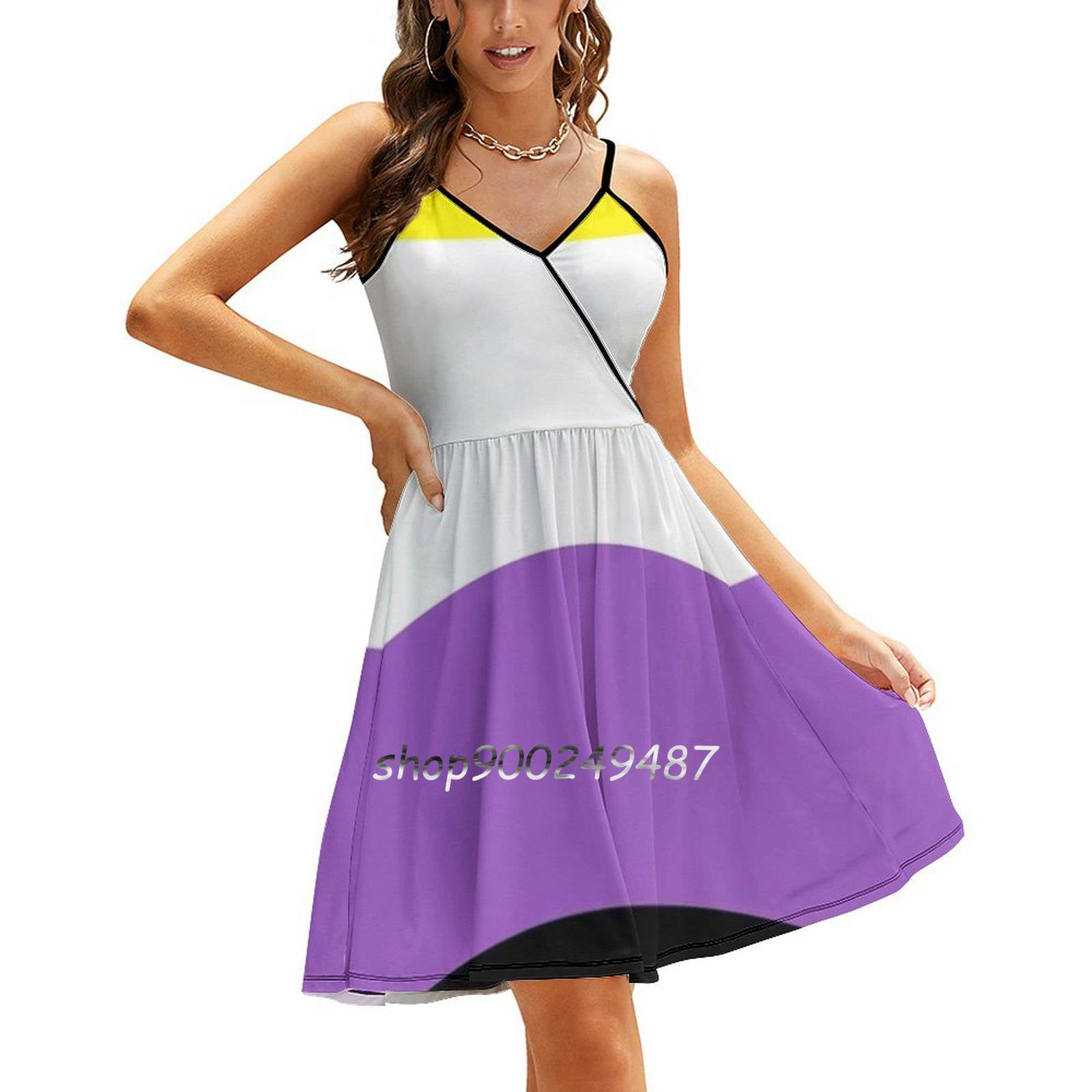 2025 Nonbinary Flare Dress Square Neck Dress Elegant Female Fashion Printed Dress Nonbinary ...