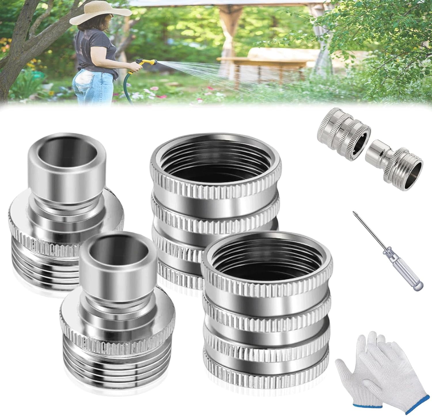 2025 Novealcrbe Stainless Steel Garden Hose Quick Connect Fittings Set ...