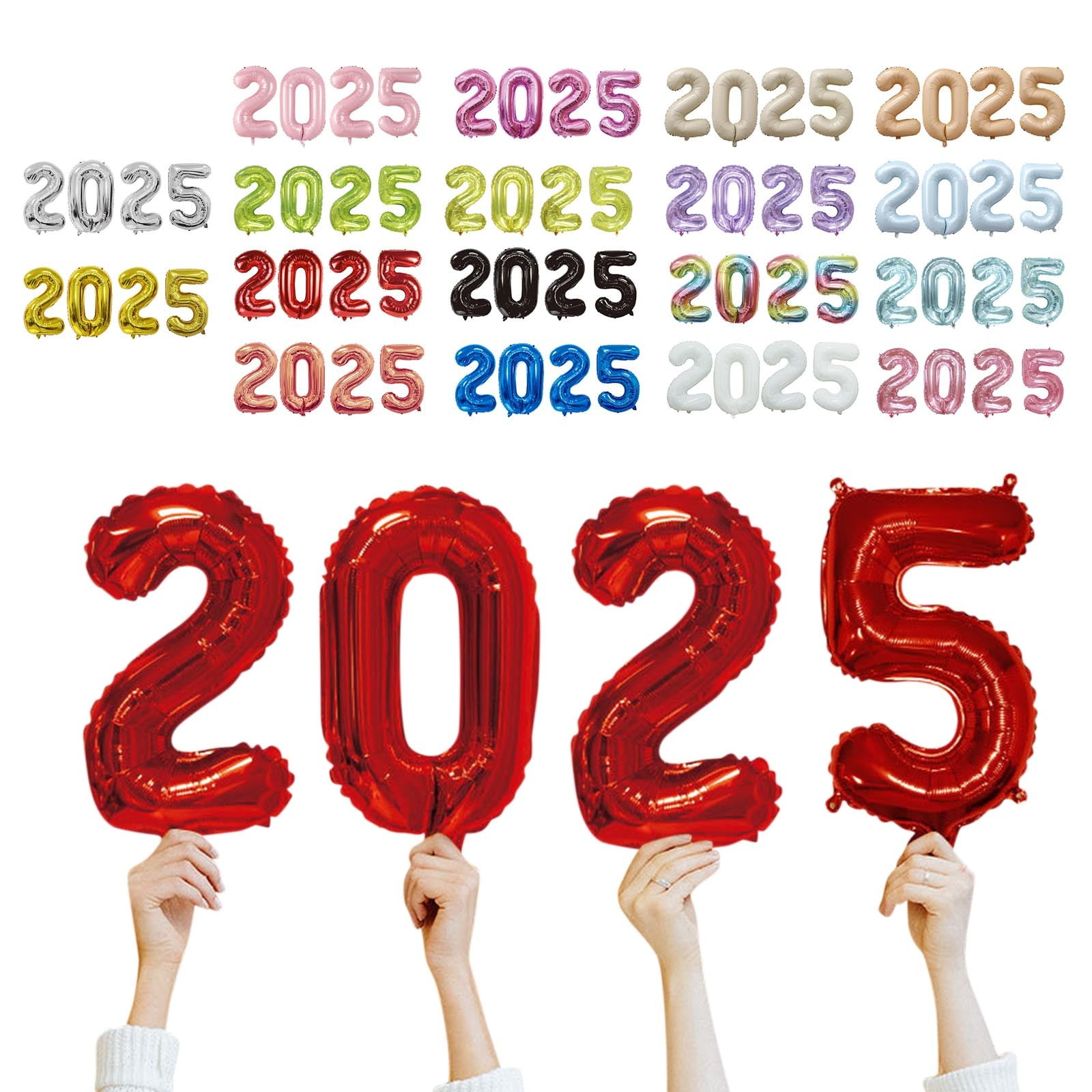 2025 Number Balloons Set, 40 Inch Large Foil Helium Balloons for New ...