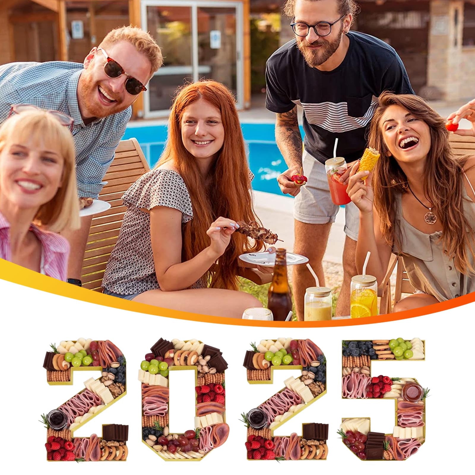 2025 Numbers Charcuterie Board Box, 2025 Food Trays for Party, Fillable ...