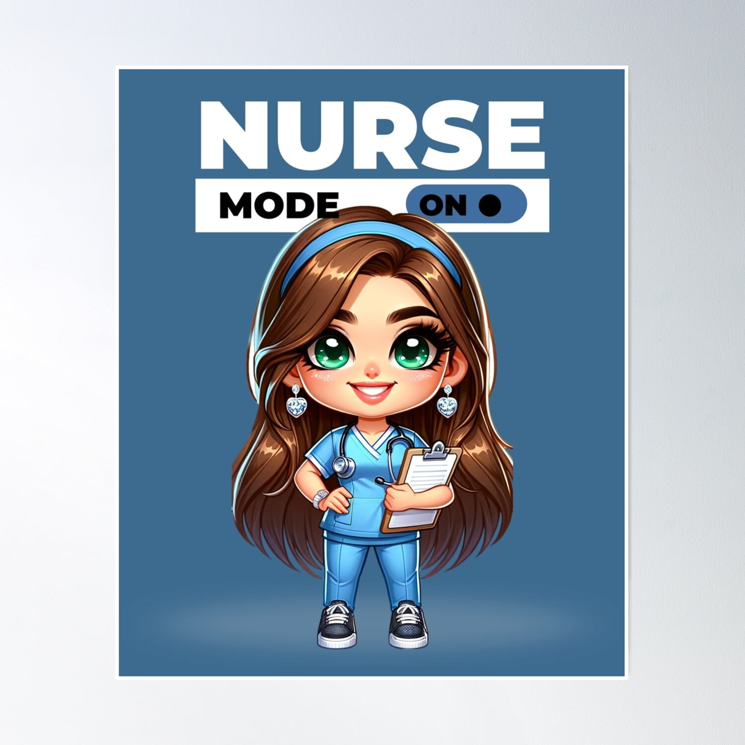 2025 Nurse - Nurse Life Looking Cute - Blue Scrubs (White On Dark ...