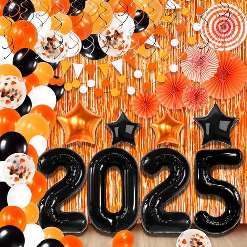 , 2025 Orange and Black Graduation Balloon Arch Kit 2025 - Huge, Pack ...