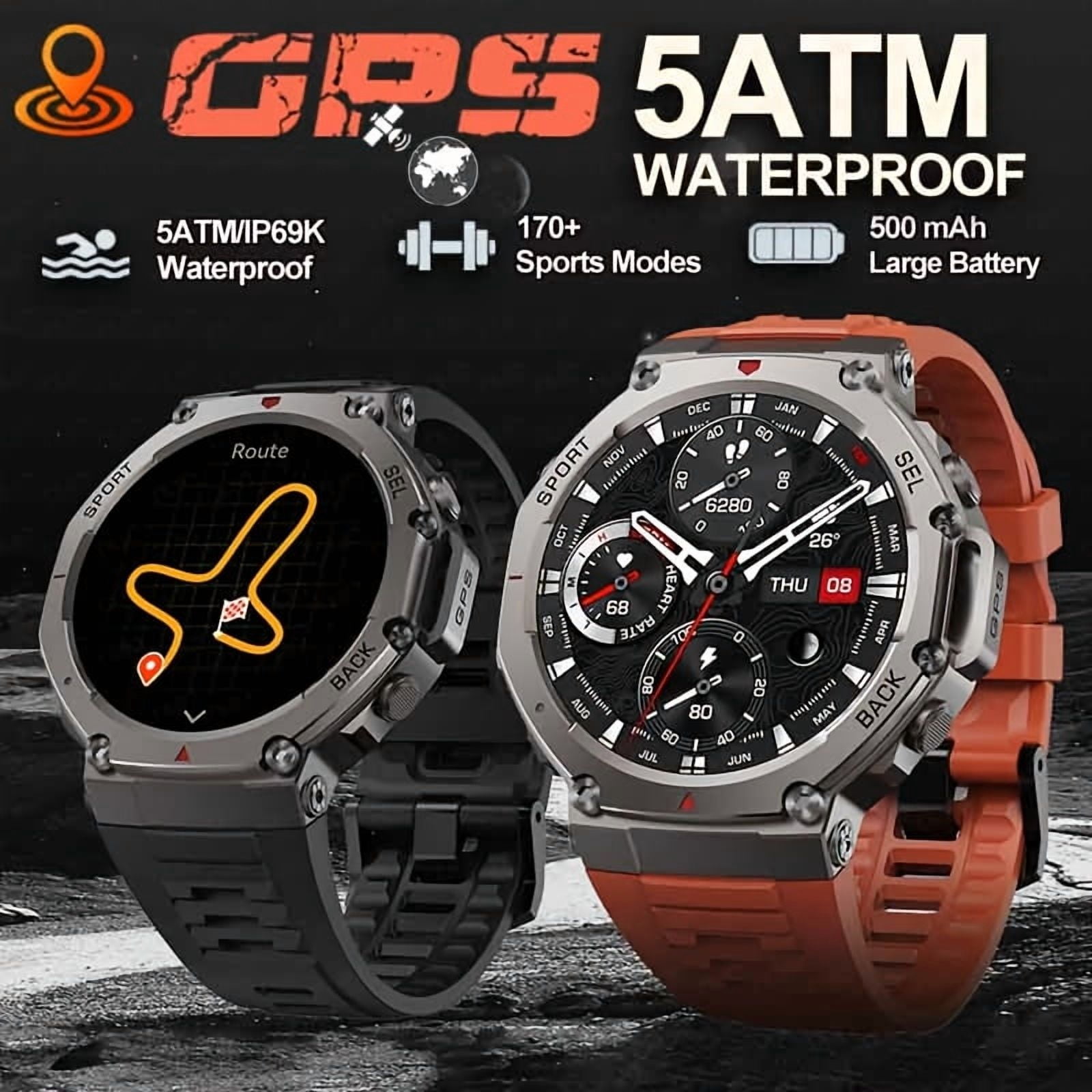 2025 Outdoor Smart Watch Built-in GPS Compass Altimeter 5ATM Waterproof ...