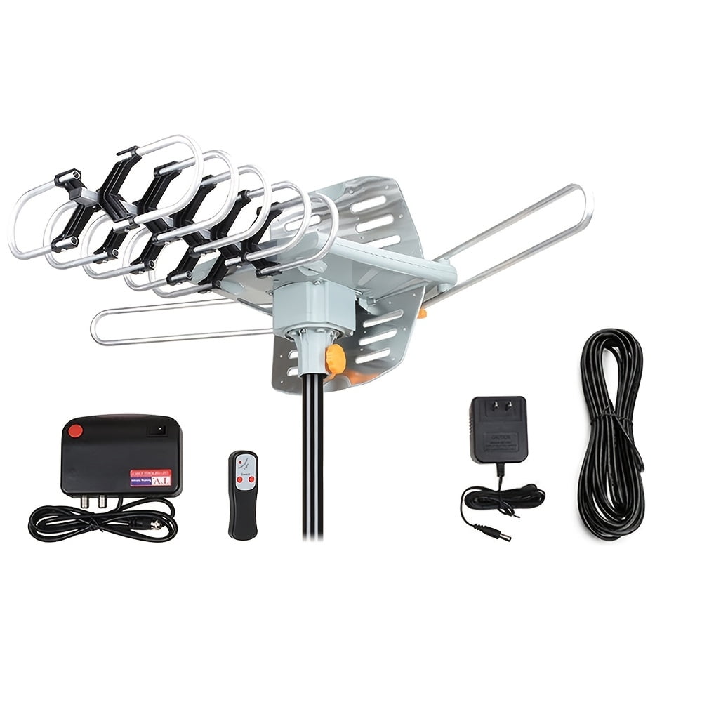 2025 Outdoor TV Antenna 360° Rotating with J-Mount, 4K 1080P Long Range ...