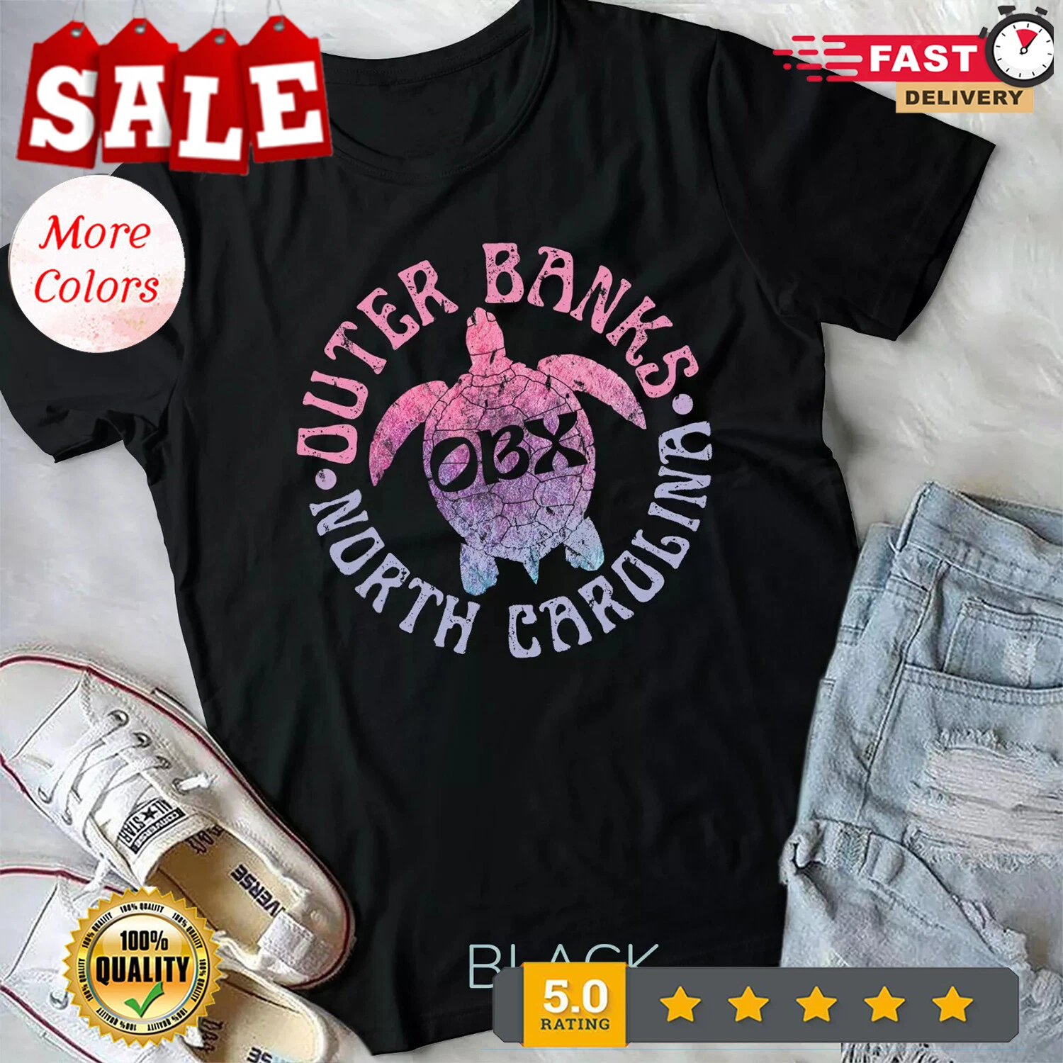 2025/Outer Banks North Carolina OBX Sea Turtle Beach Vintage Unisex T ...