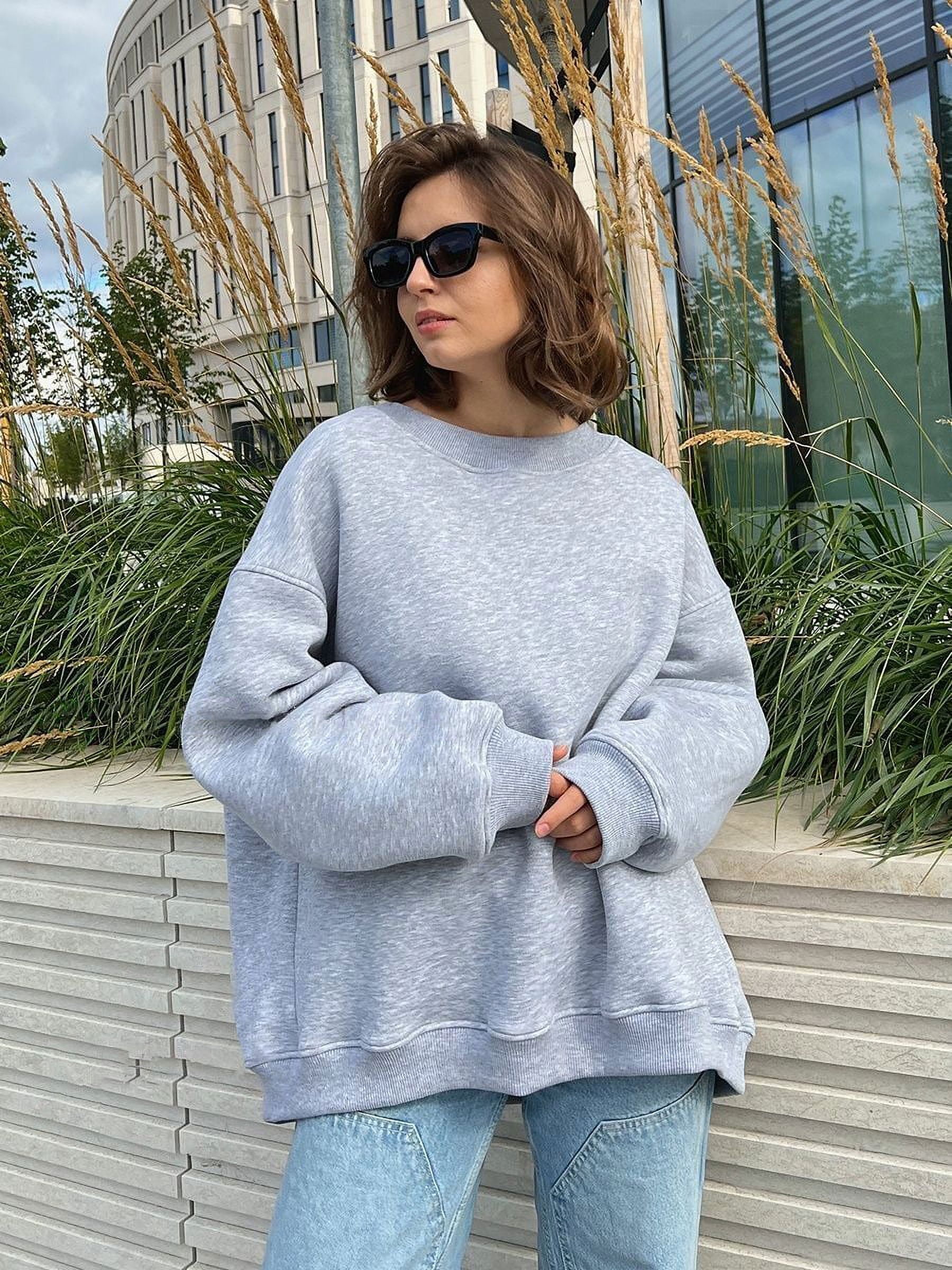 2025 Oversized Pullover Women's Streetwear Crewneck Sweatshirt Soft ...