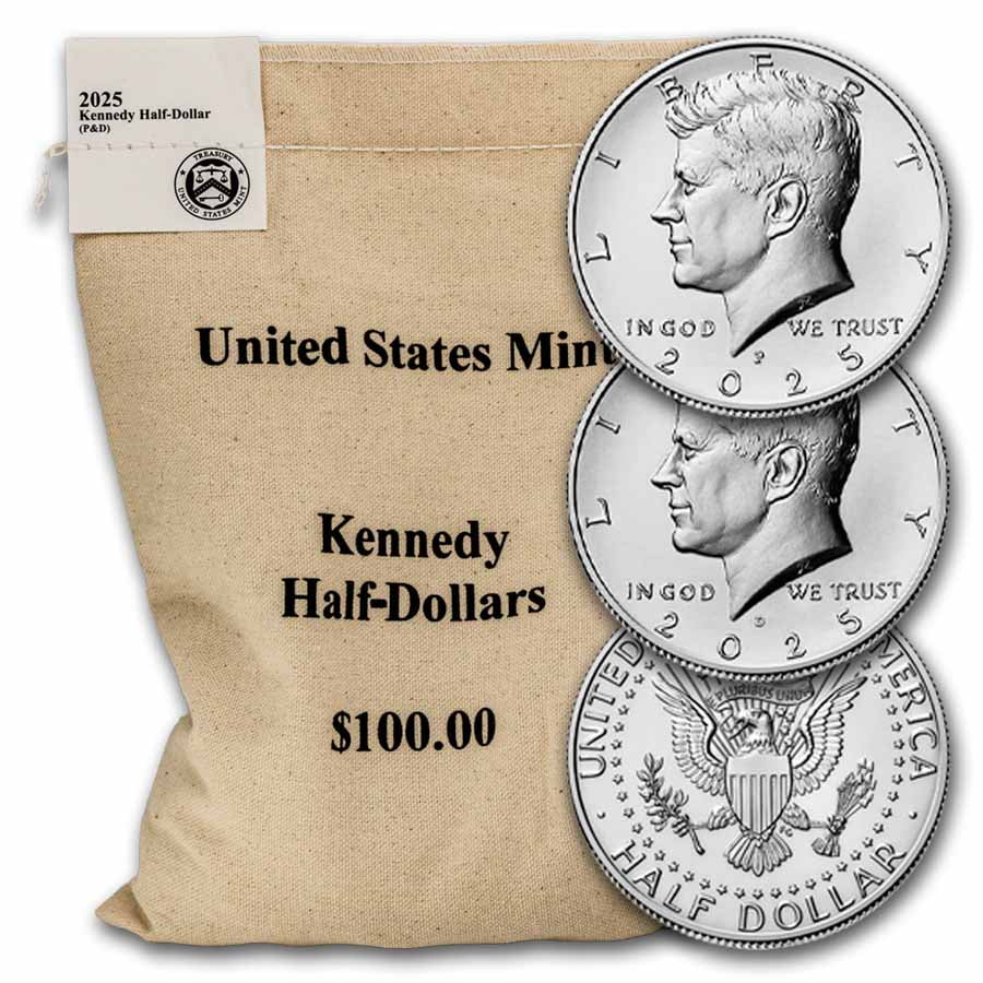 2025-P&D Kennedy Half Dollar 200-Coin Bag BU (Mixed mint marks ...