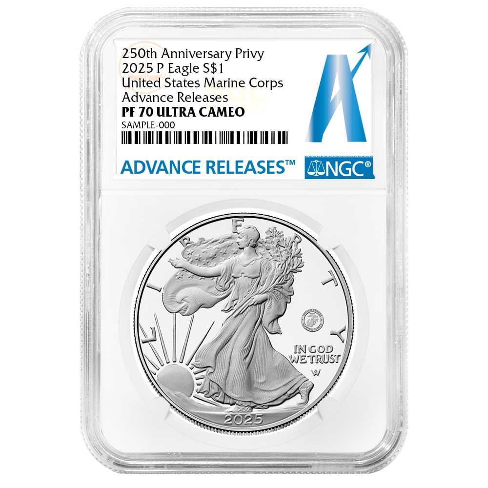 2025-P Proof $1 American Silver Eagle Marine Corps Privy NGC PF70UC AR ...