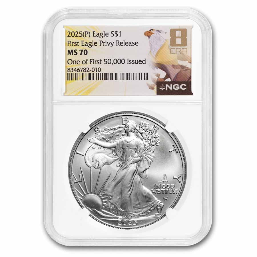 2025-(P) Silver Eagle, Eagle Privy MS-70 NGC (1st 50,000) - Walmart.com