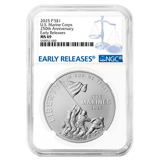 2025-P UNC $1 U.S. Marine Corps 250th Anniversary Silver Commemorative ...