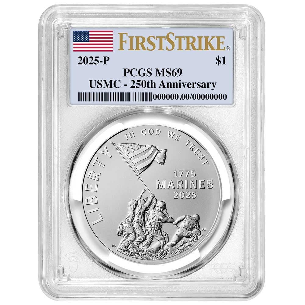 2025-P UNC $1 U.S. Marine Corps 250th Anniversary Silver Commemorative ...