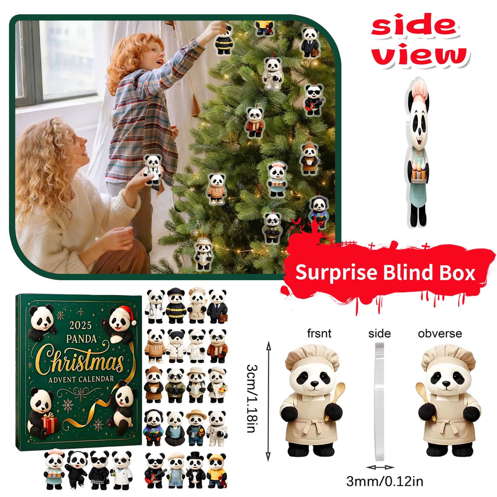 2025 Panda Christmas Advent Calendar, 24 Days Advent Calendar with ...